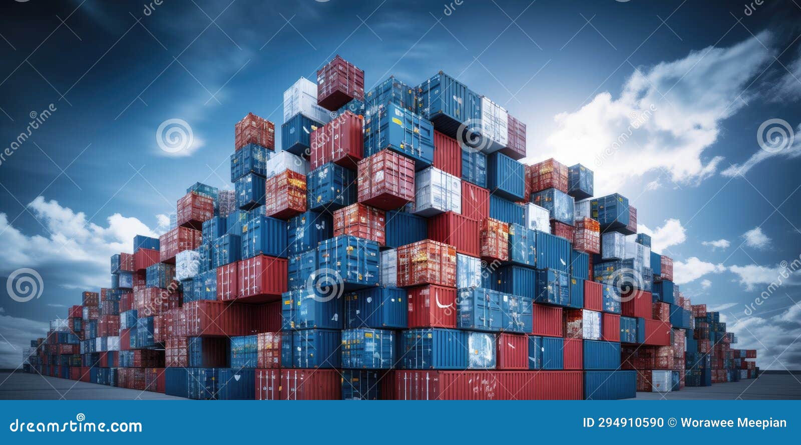 Containers Cargo Ship at Logistic Hub. Generative AI Stock Photo ...
