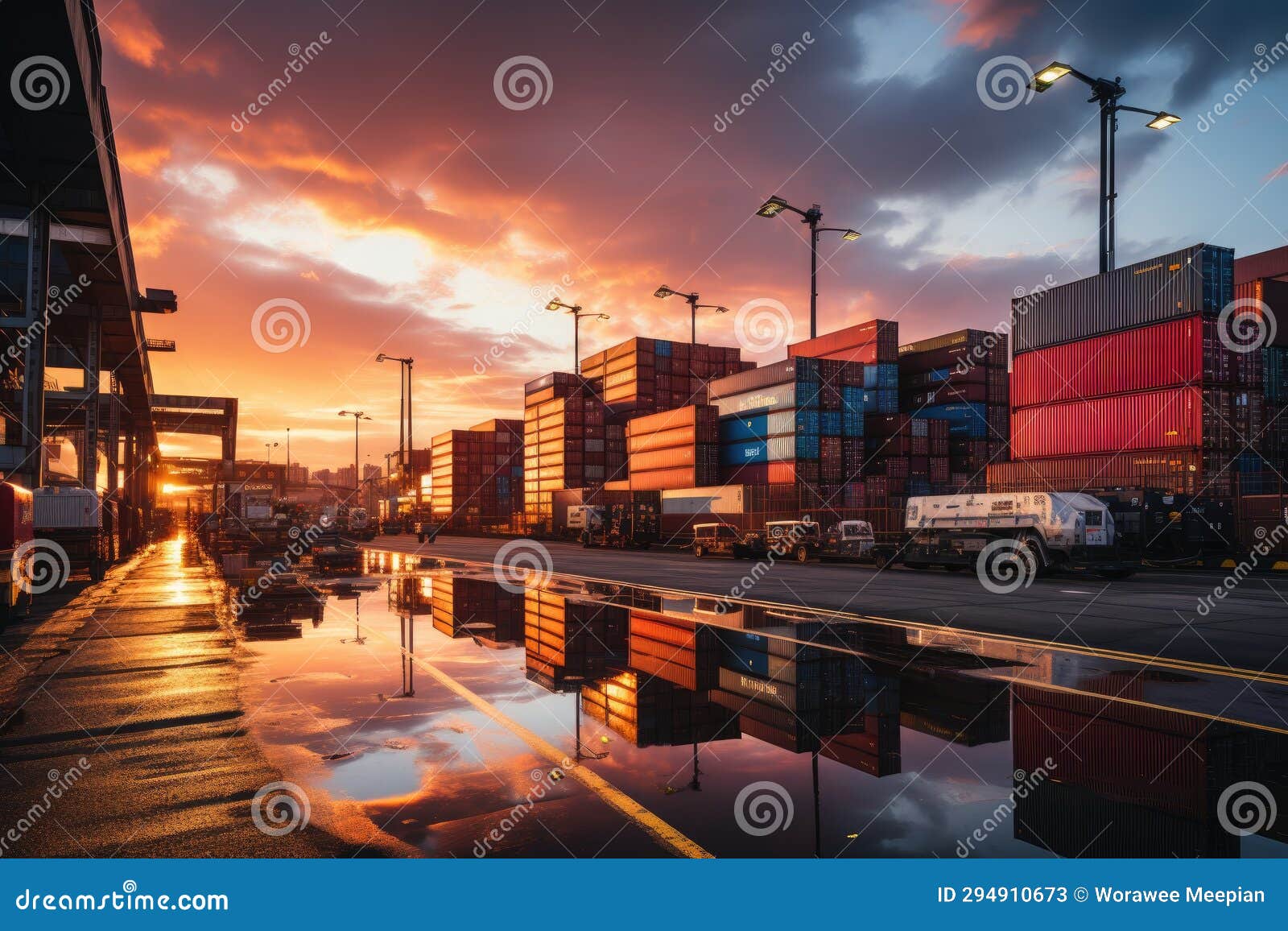 Containers Cargo Ship at Logistic Hub. Generative AI Stock Image ...