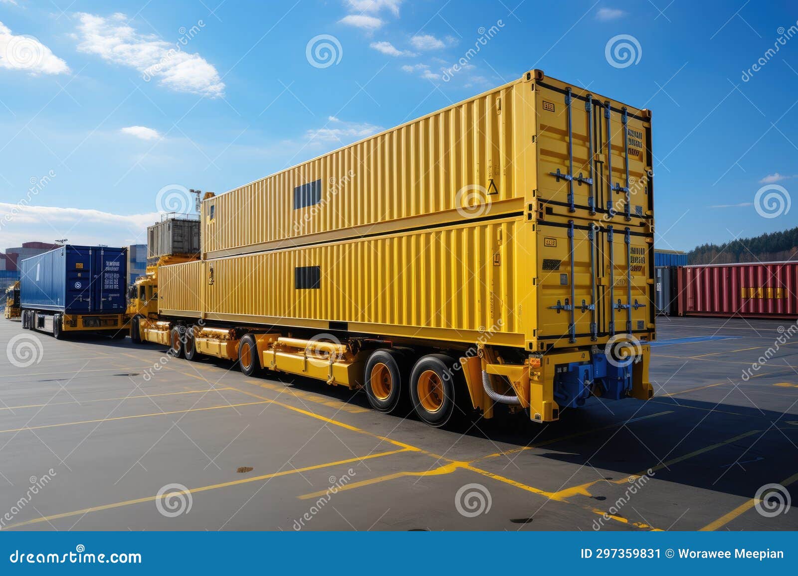 Containers Cargo Ship at Logistic Hub. Generative AI Stock Image ...