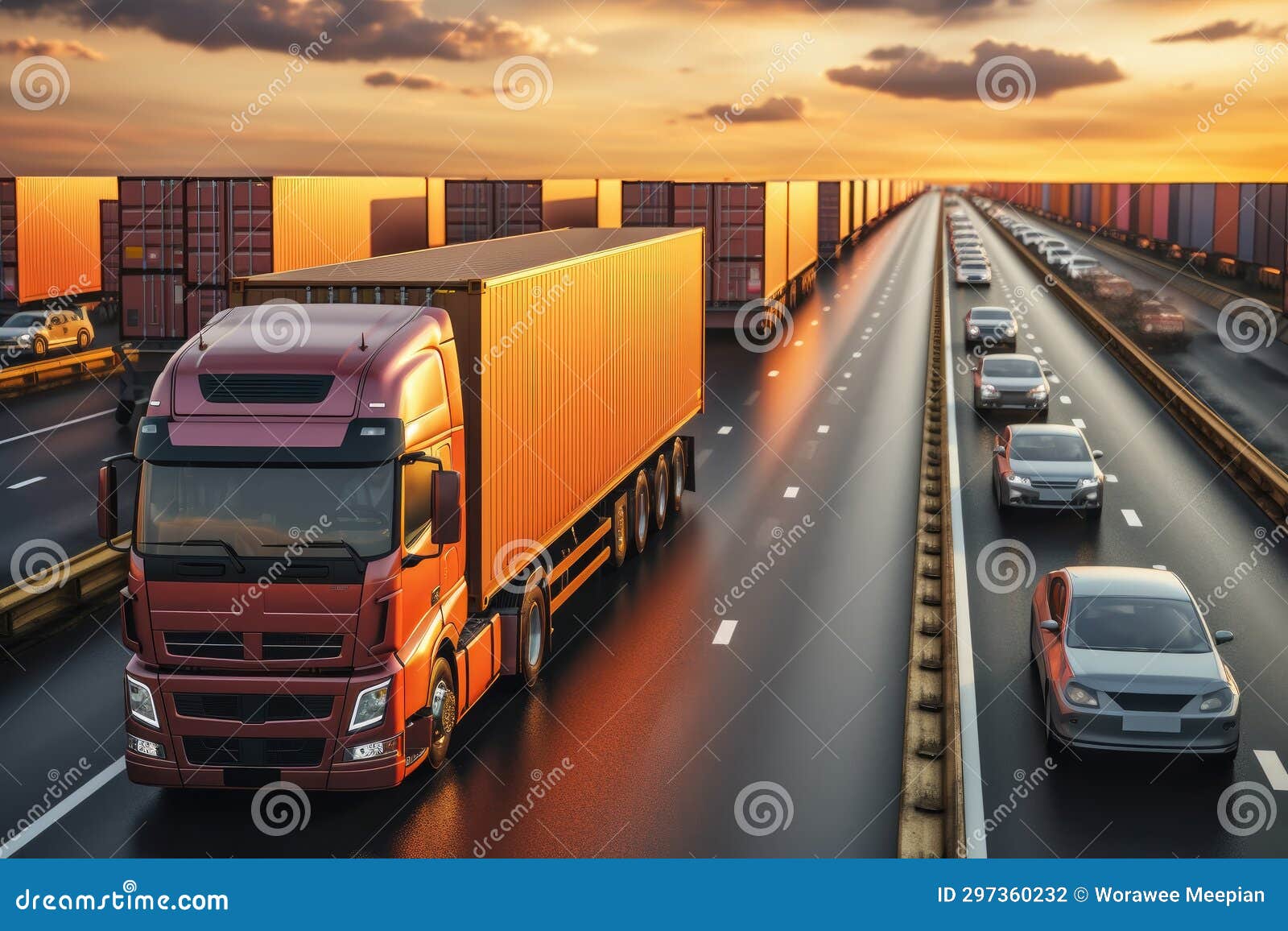 Containers Cargo Ship at Logistic Hub. Generative AI Stock Photo ...