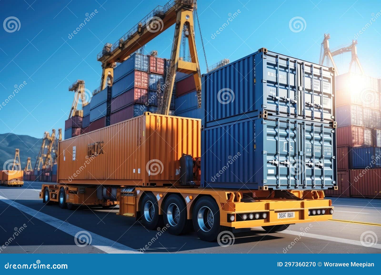 Containers Cargo Ship at Logistic Hub. Generative AI Stock Photo ...