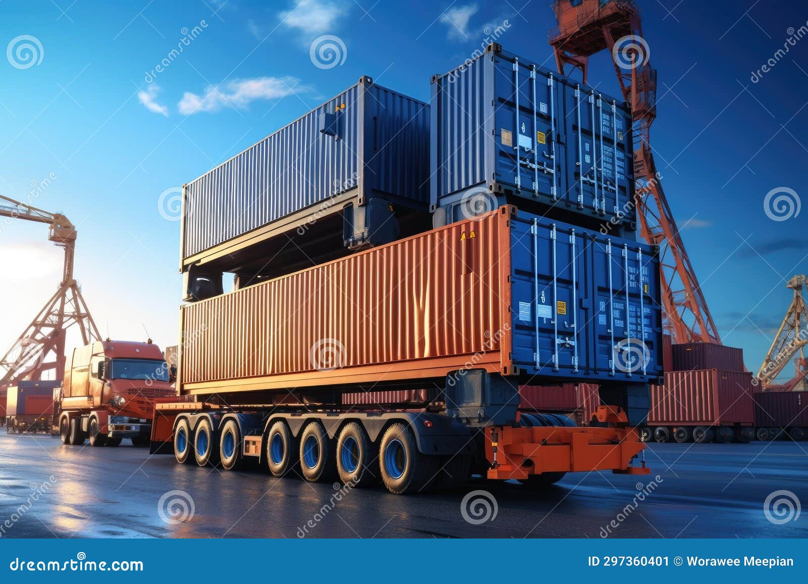 Containers Cargo Ship at Logistic Hub. Generative AI Stock Image ...