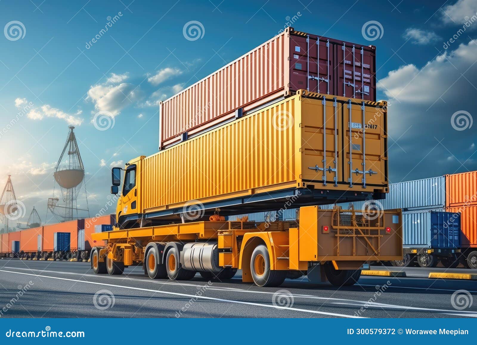 Containers Cargo Ship at Logistic Hub. Generative AI Stock Photo ...