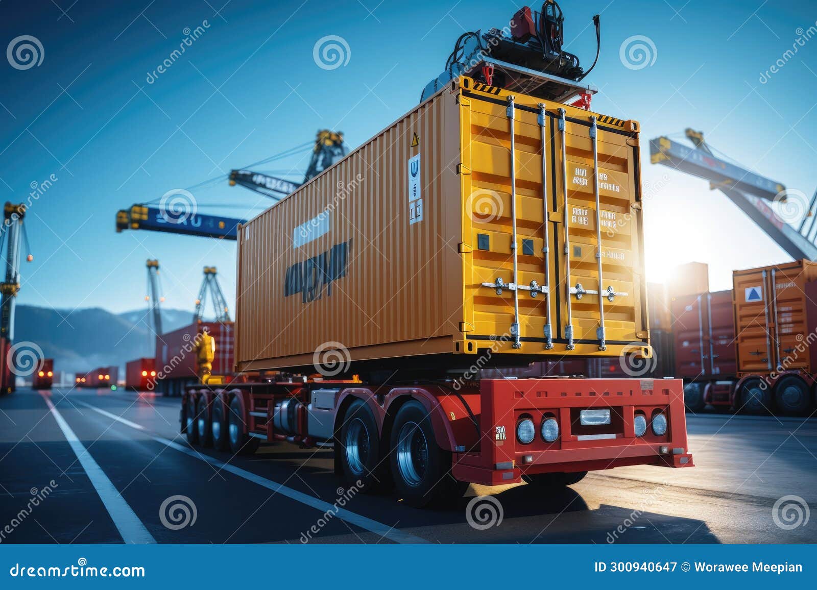 Containers Cargo Ship at Logistic Hub. Generative AI Stock Image ...