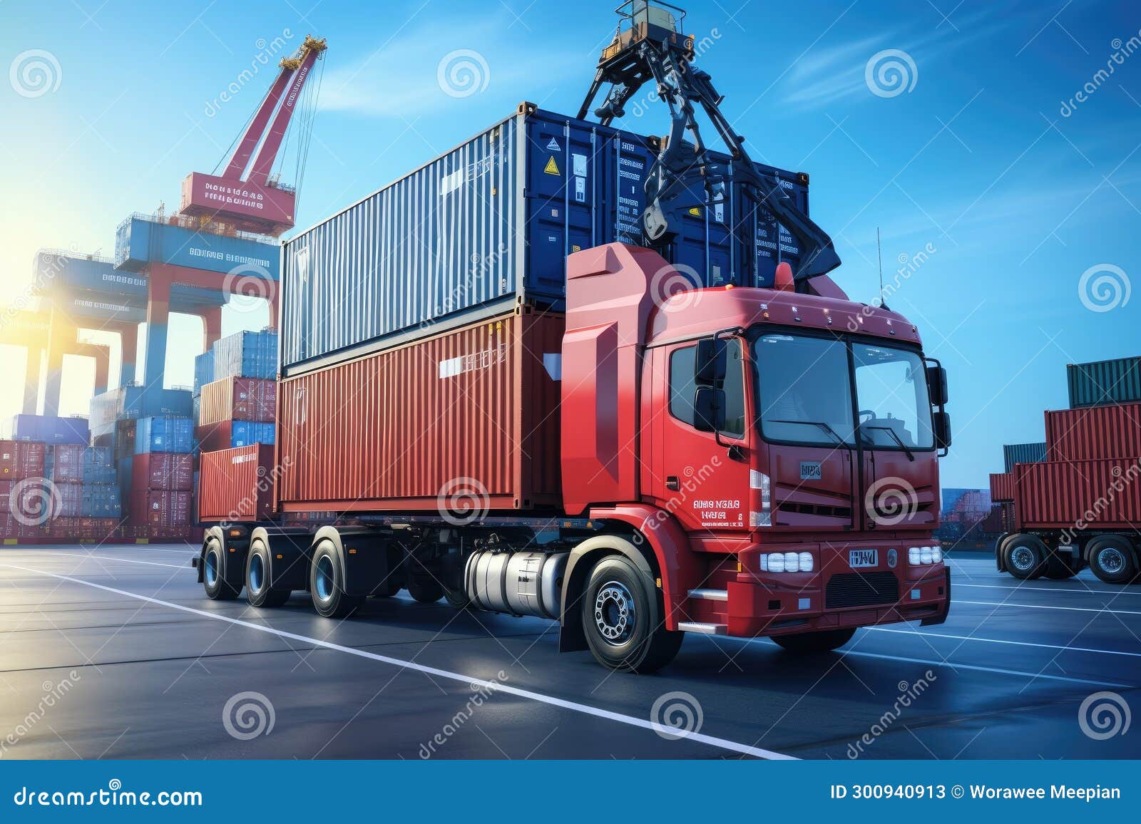Containers Cargo Ship at Logistic Hub. Generative AI Stock Image ...