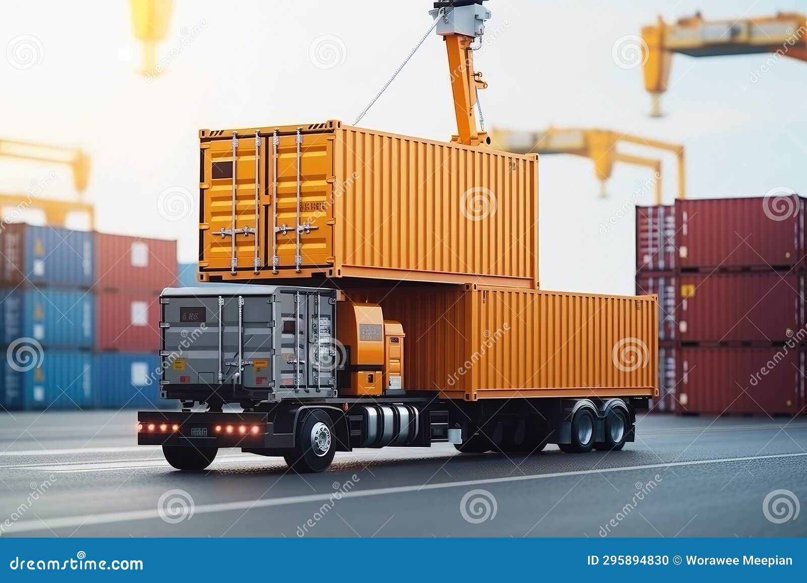 Containers Cargo Ship at Logistic Hub. Generative AI Stock Photo ...