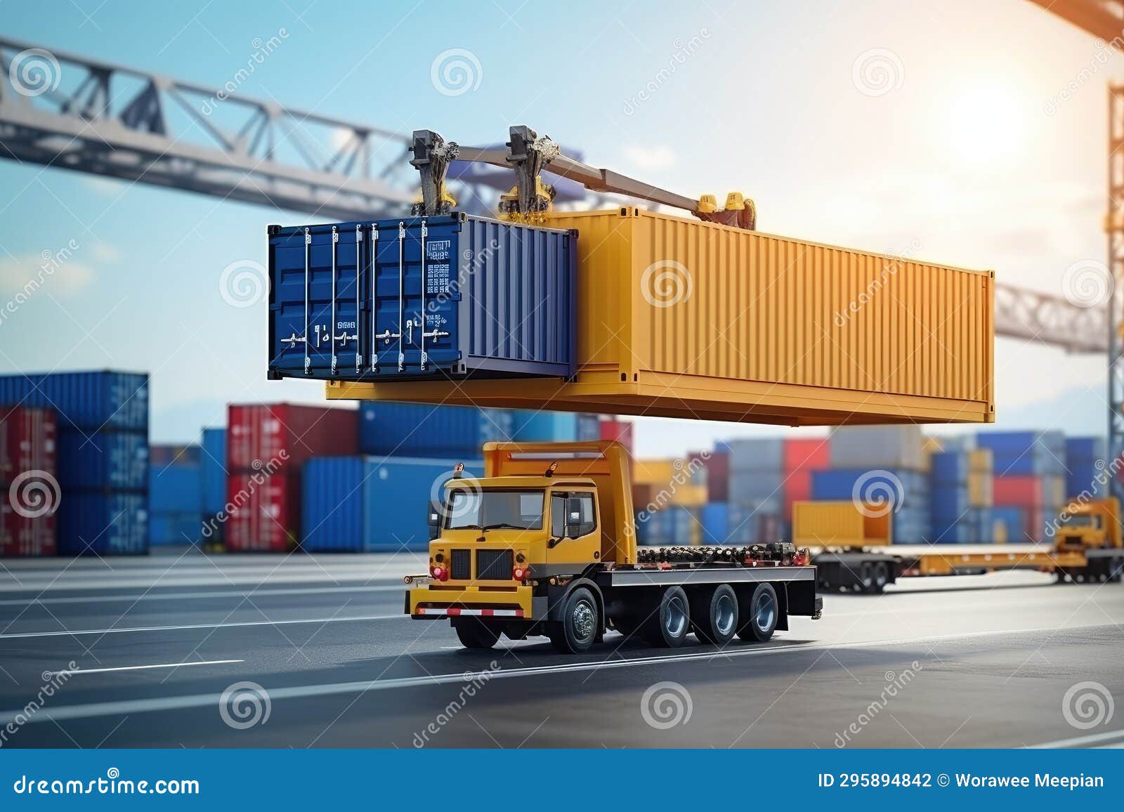 Containers Cargo Ship at Logistic Hub. Generative AI Stock Photo ...