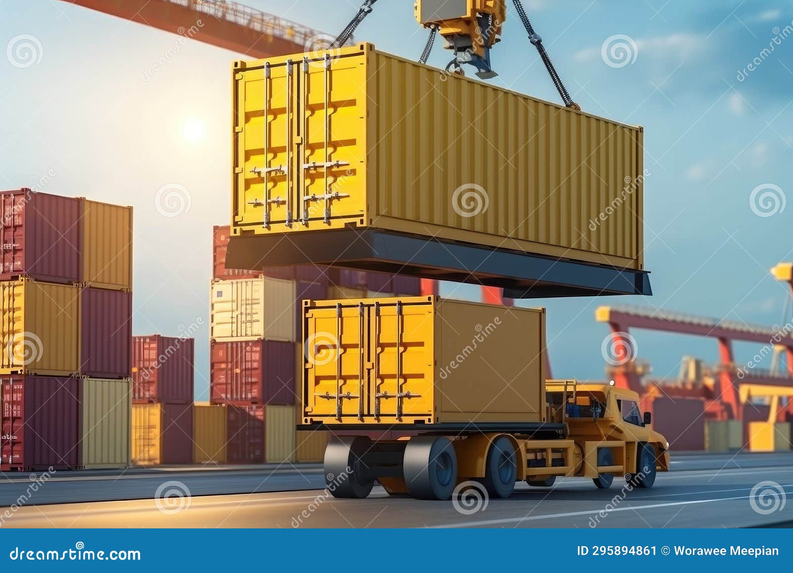 Containers Cargo Ship at Logistic Hub. Generative AI Stock Image ...