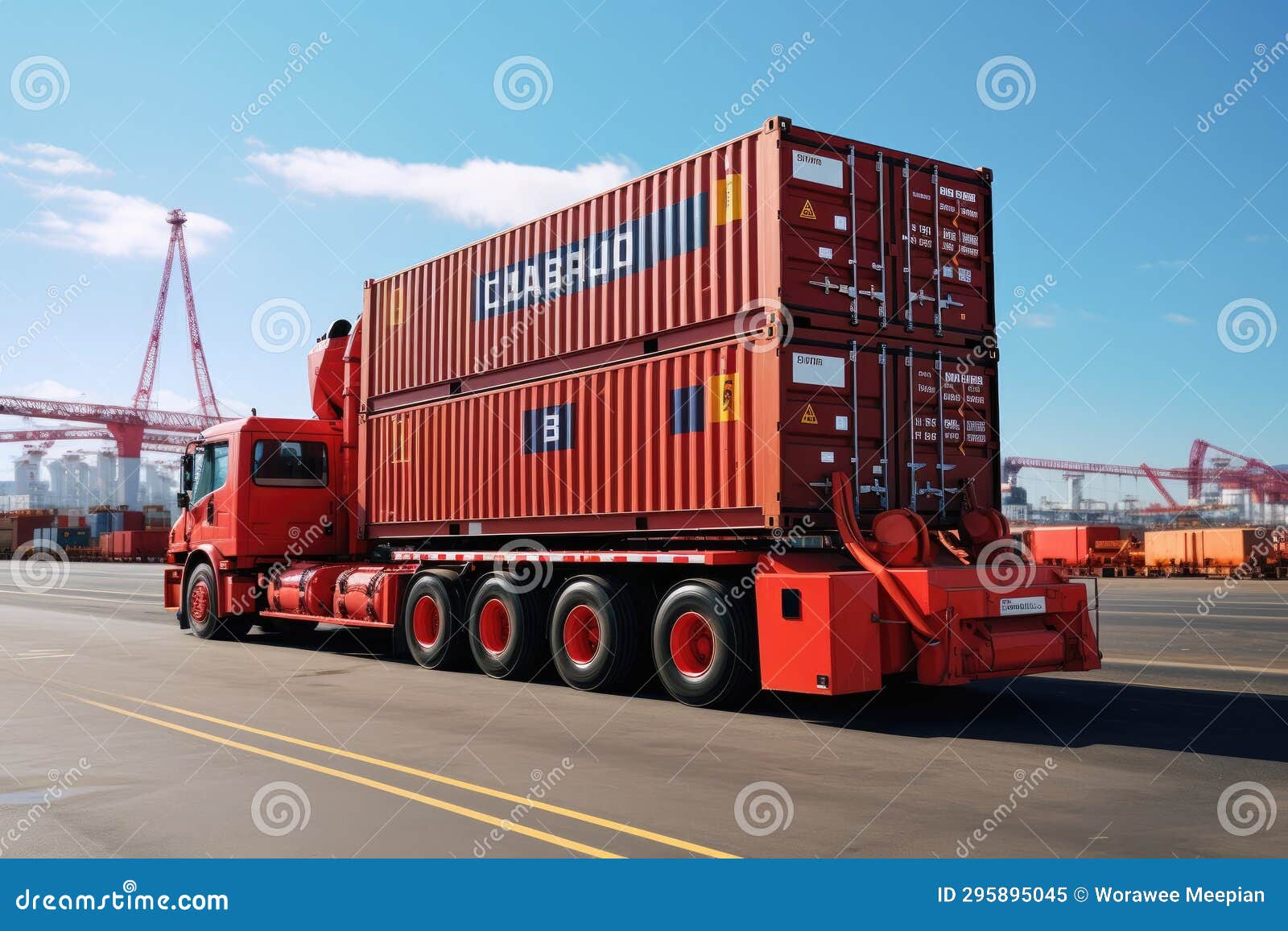 Containers Cargo Ship at Logistic Hub. Generative AI Stock Image ...
