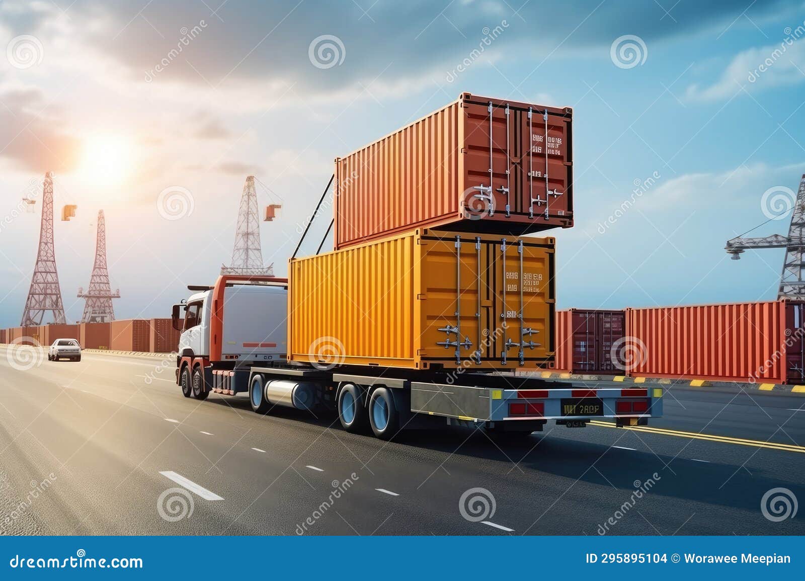 Containers Cargo Ship at Logistic Hub. Generative AI Stock Photo ...