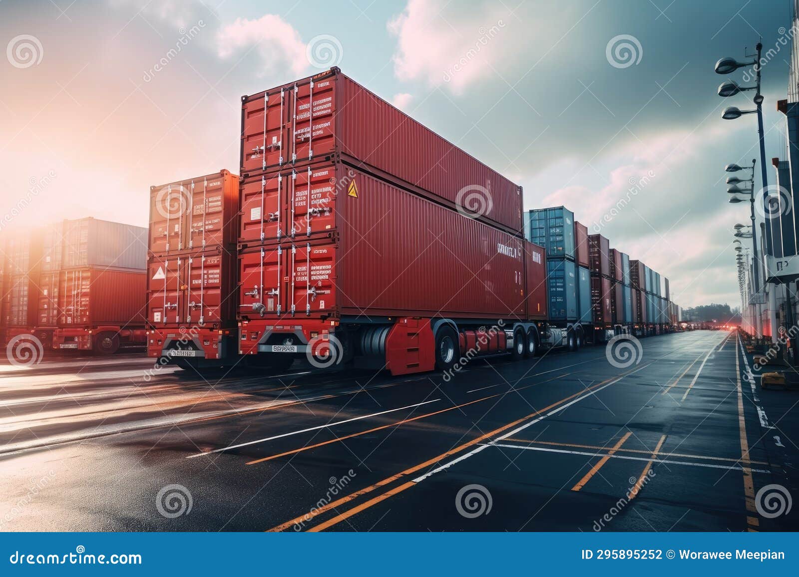 Containers Cargo Ship at Logistic Hub. Generative AI Stock Photo ...