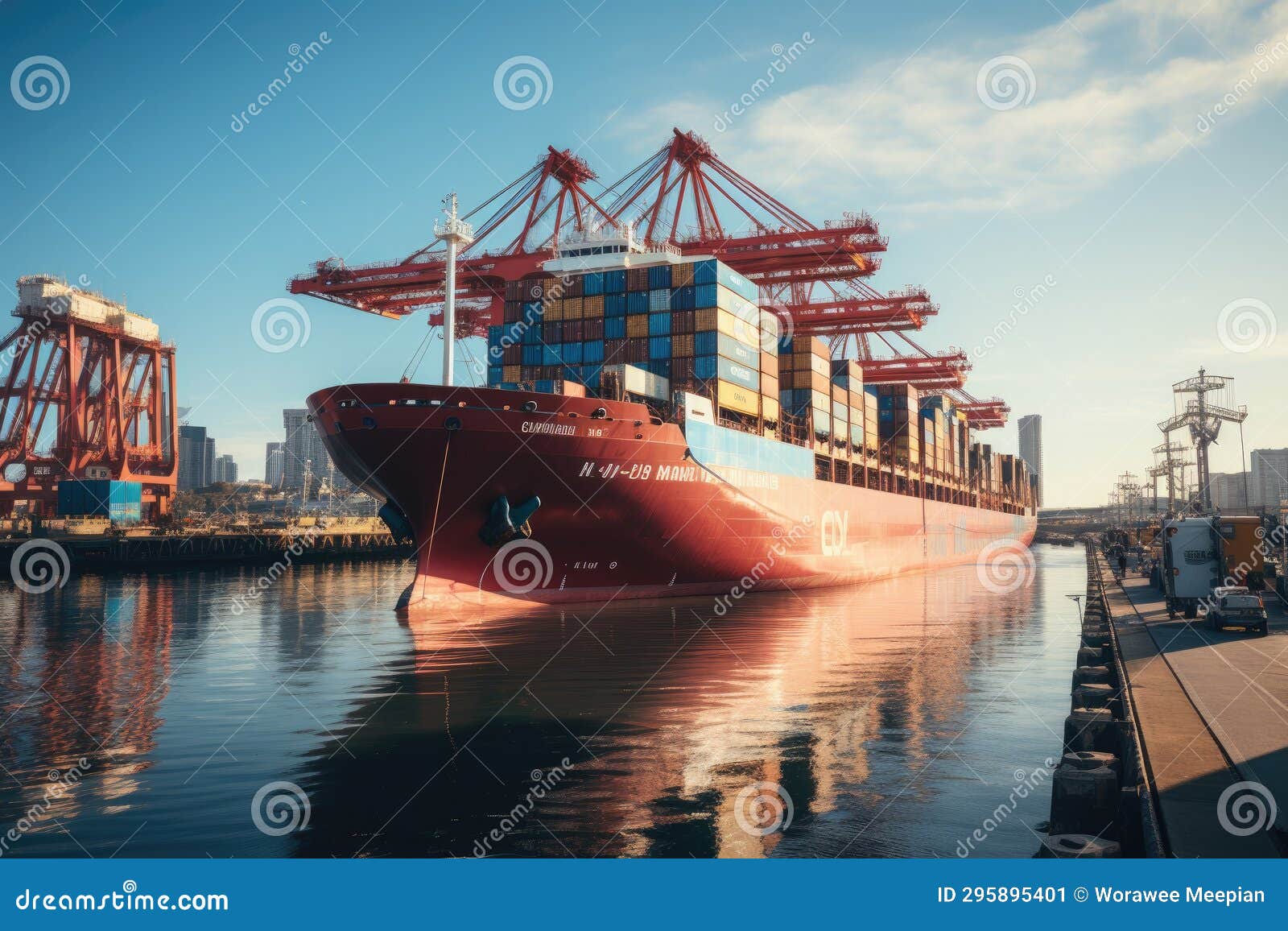 Containers Cargo Ship at Logistic Hub. Generative AI Stock Image ...