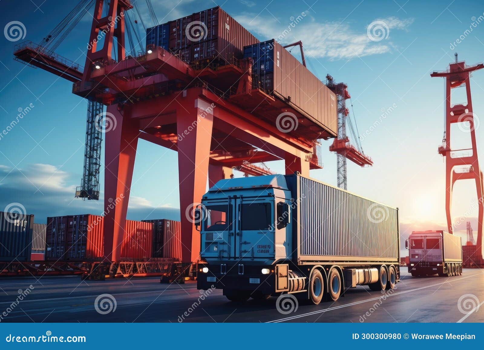 Containers Cargo Ship at Logistic Hub. Generative AI Stock Photo ...