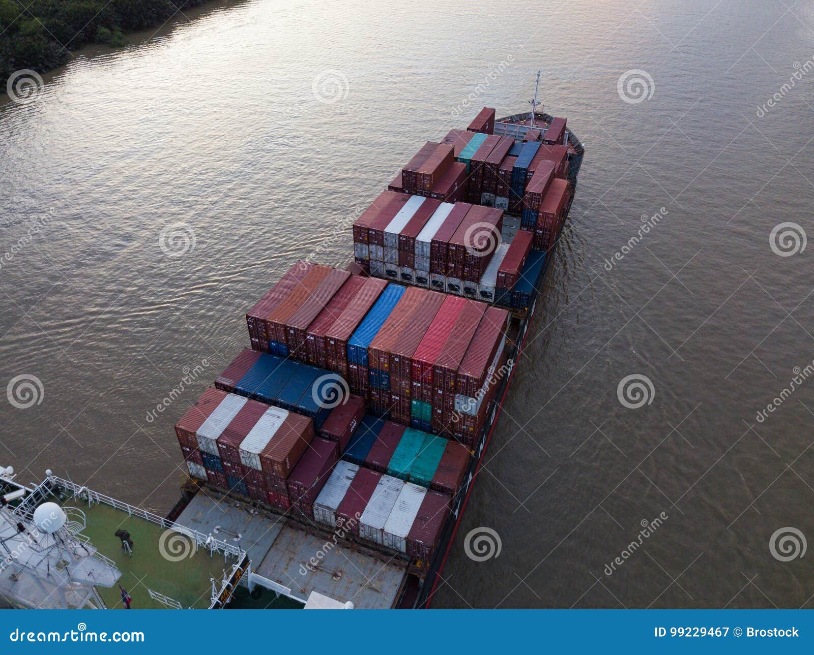 Containers Cargo Ship on the River Editorial Photography - Image of ...