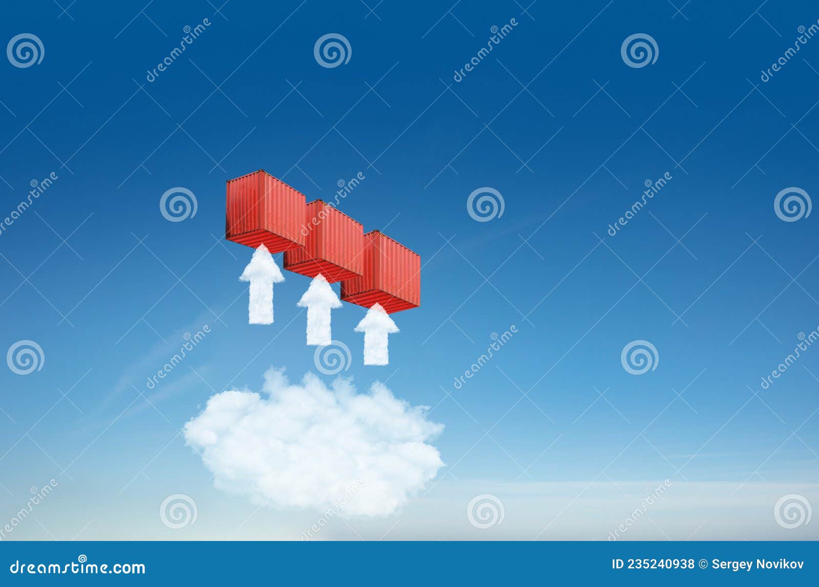 Containers and Cloud Up Arrow Software Concept Stock Photo - Image of ...
