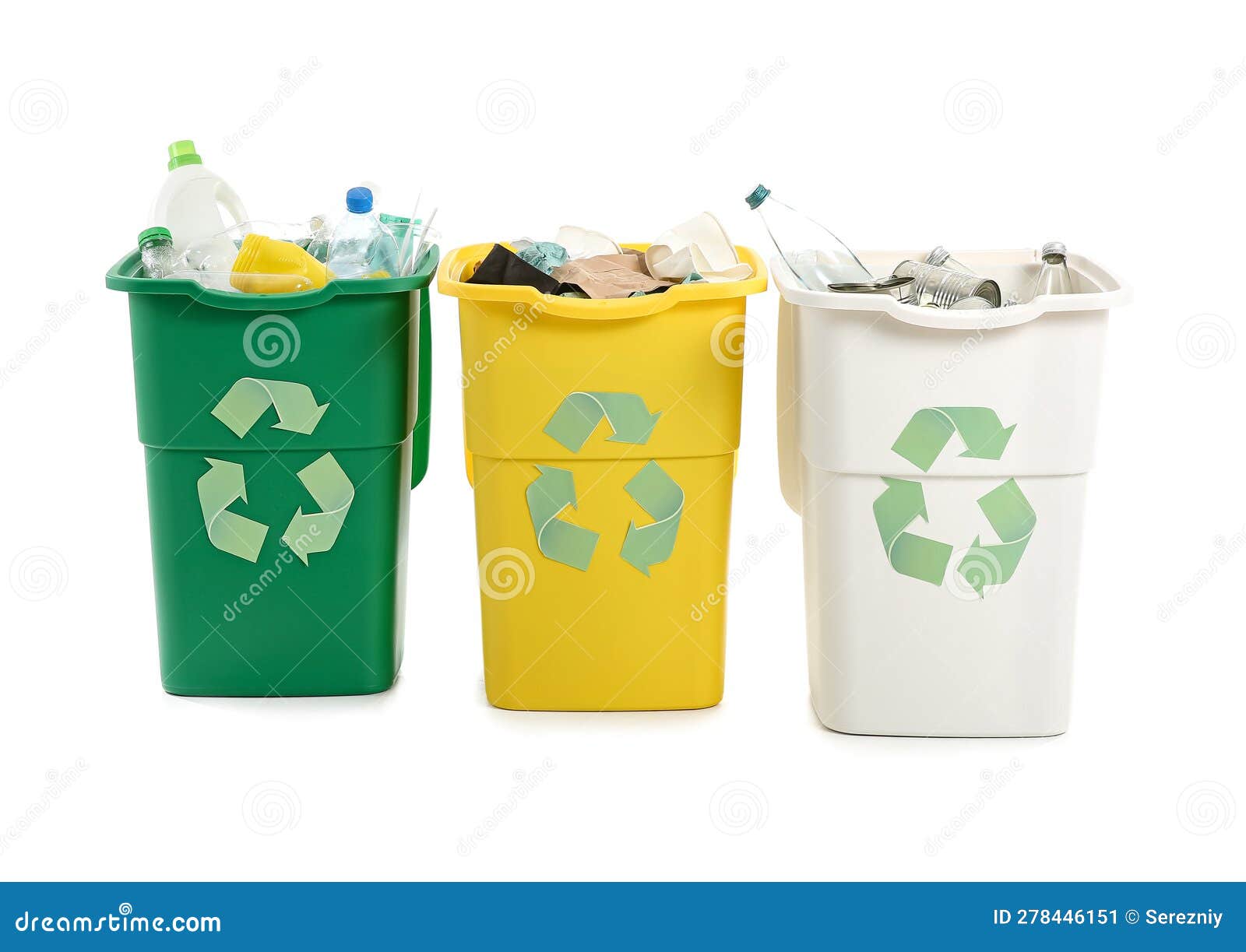 Containers with Different Types of Garbage on White Background ...