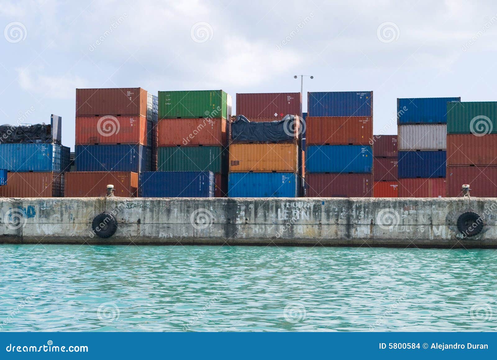 Containers on dock stock photo. Image of freight, boat - 5800584