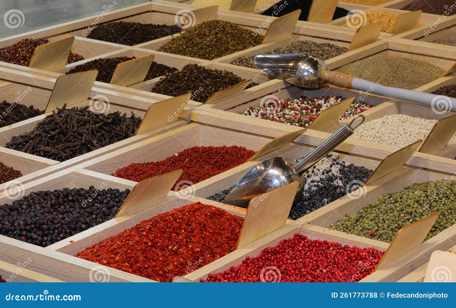 Containers with the Exotic Spicy Spices from All Over the World Stock ...