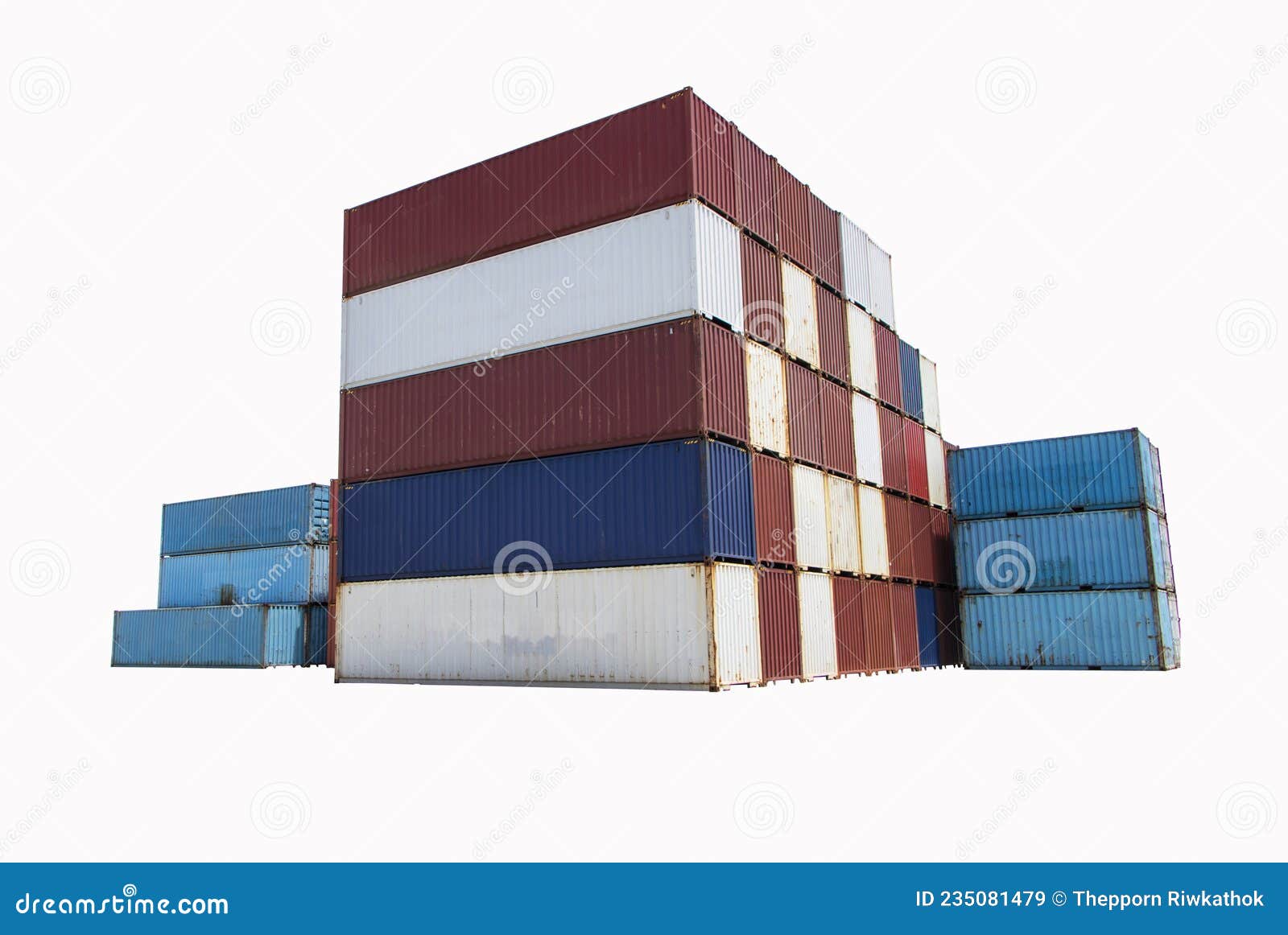 Containers Piled Up on the Yard Waiting for Export. Stock Image - Image ...