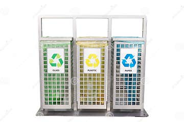 Containers for Garbage of Different Types Isolated on White. Sorting ...