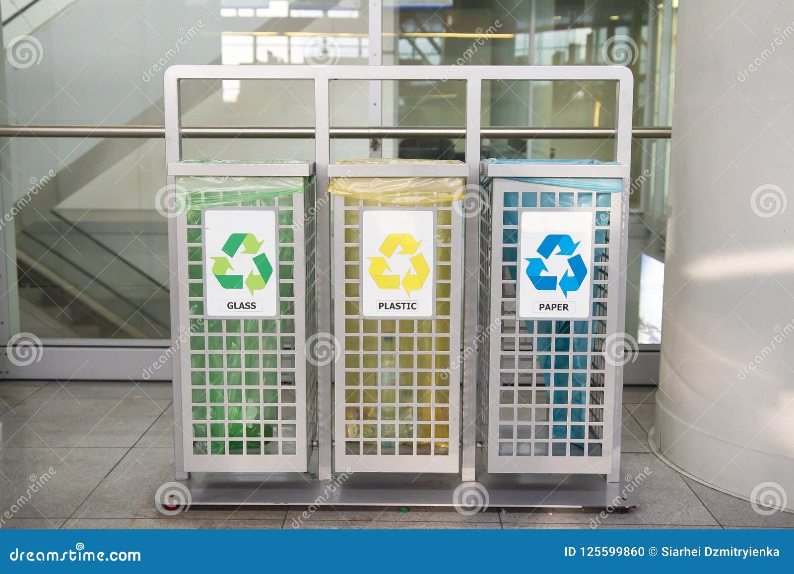 Containers For Garbage Of Different Types. Sorting Garbage. Ecol Stock ...