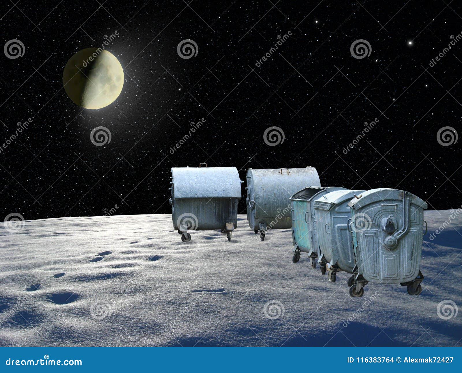 Containers for Garbage on Planet in Space Stock Photo - Image of earth ...