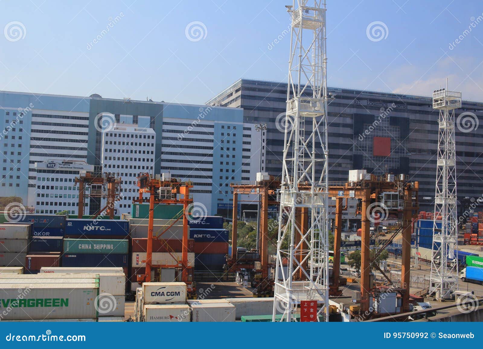 Containers in Hong Kong Kwai Chung Container Terminal Editorial ...