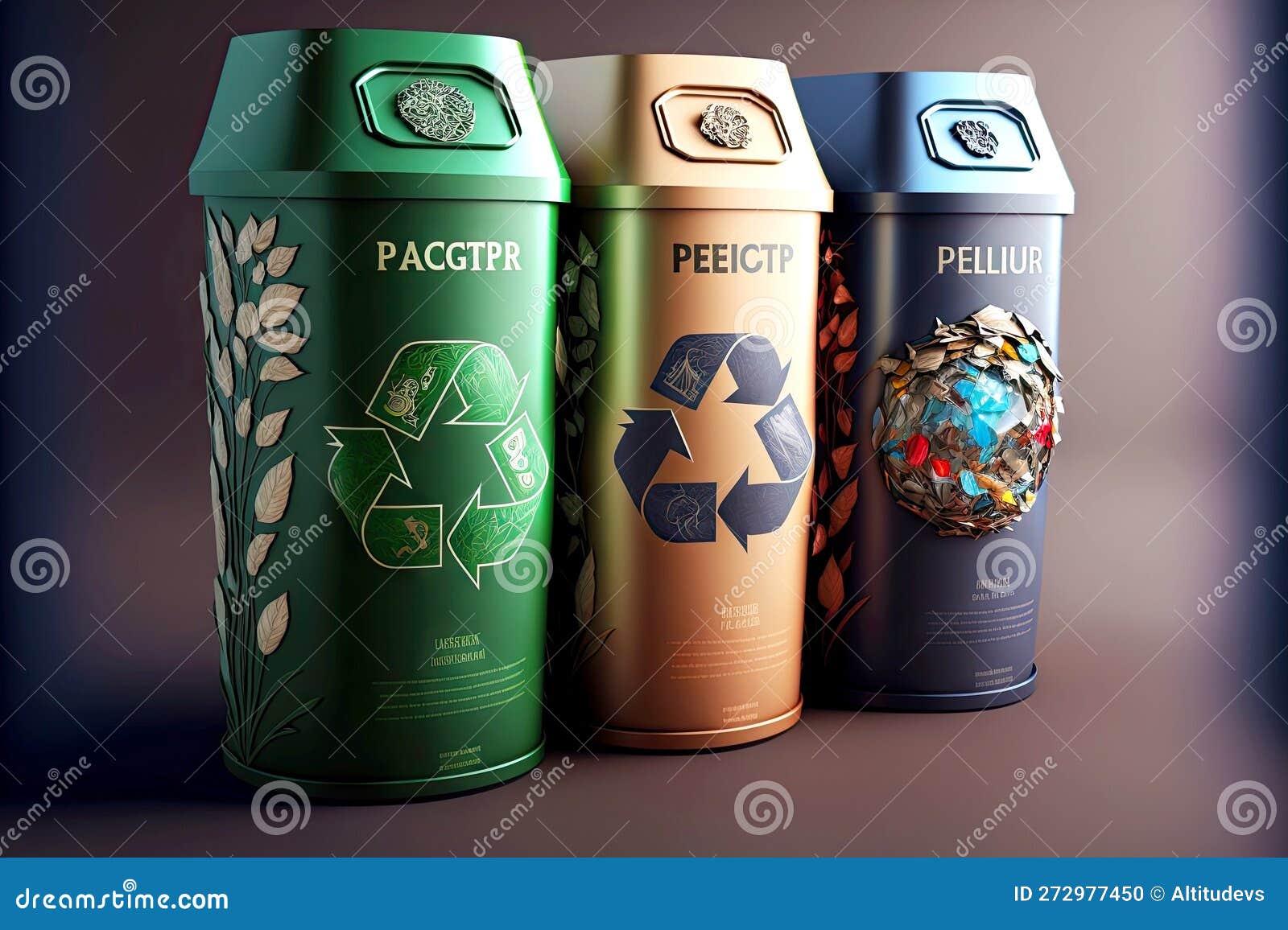 Containers with Inscriptions for Different Types of Garbage and ...