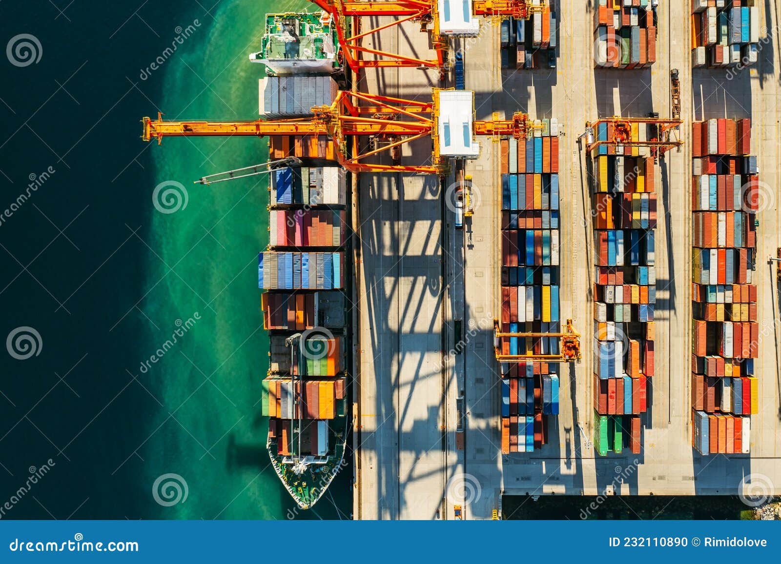 Containers in International Shipping Dock Waiting To Import or Export ...