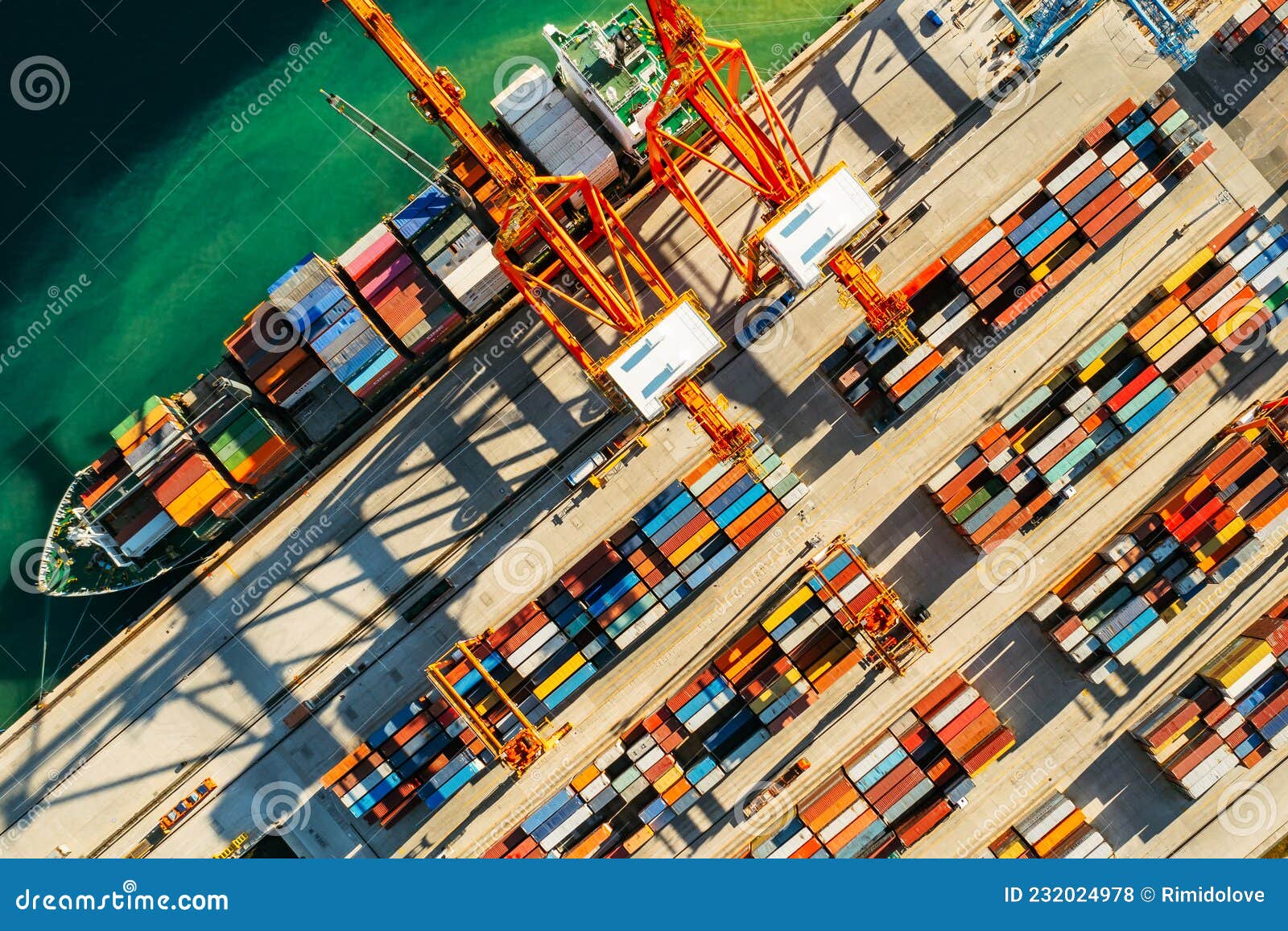 Containers in International Shipping Dock Waiting To Import or Export ...