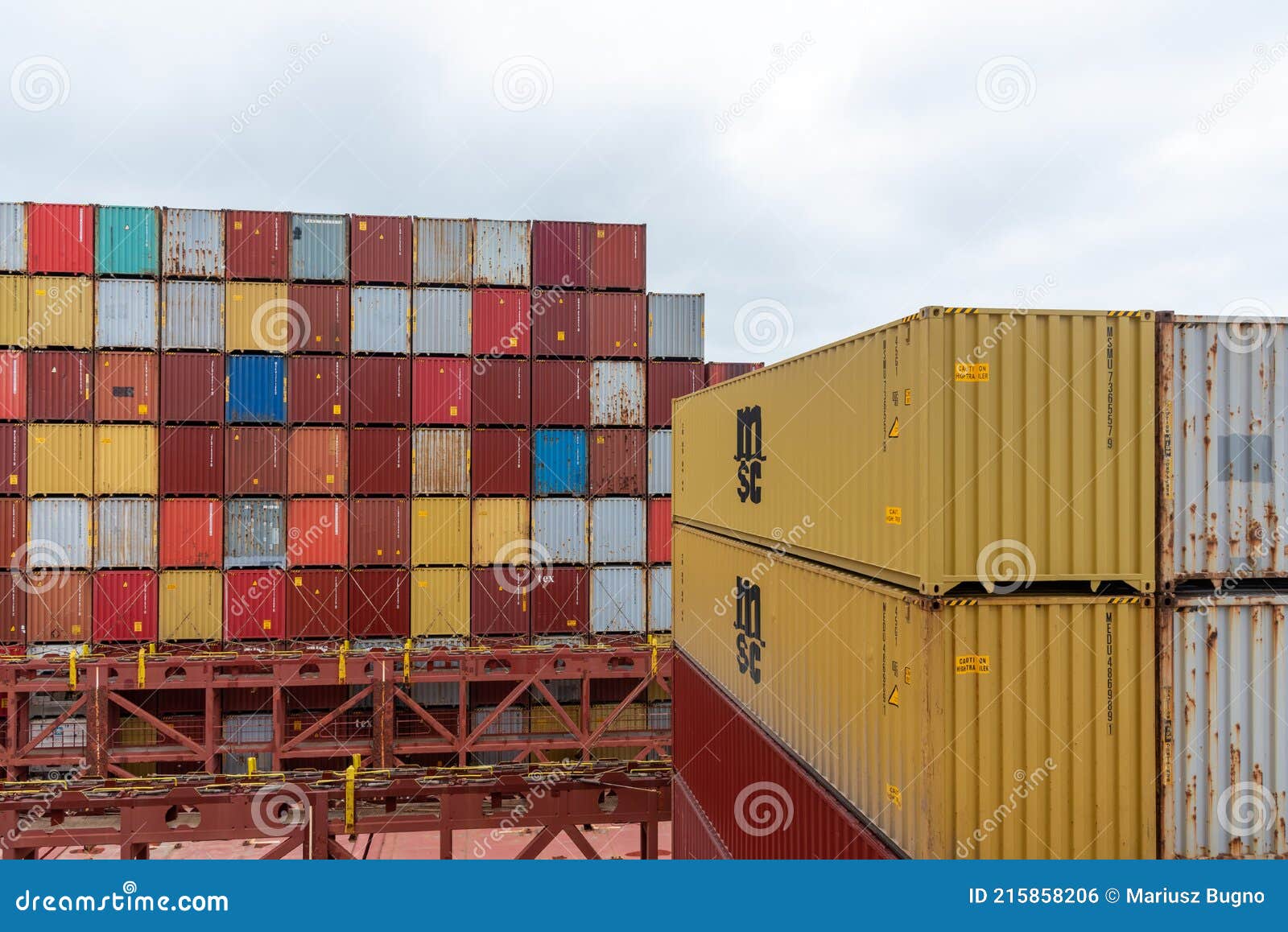 Containers Loaded on Deck of Cargo Ship. Editorial Photo - Image of ...