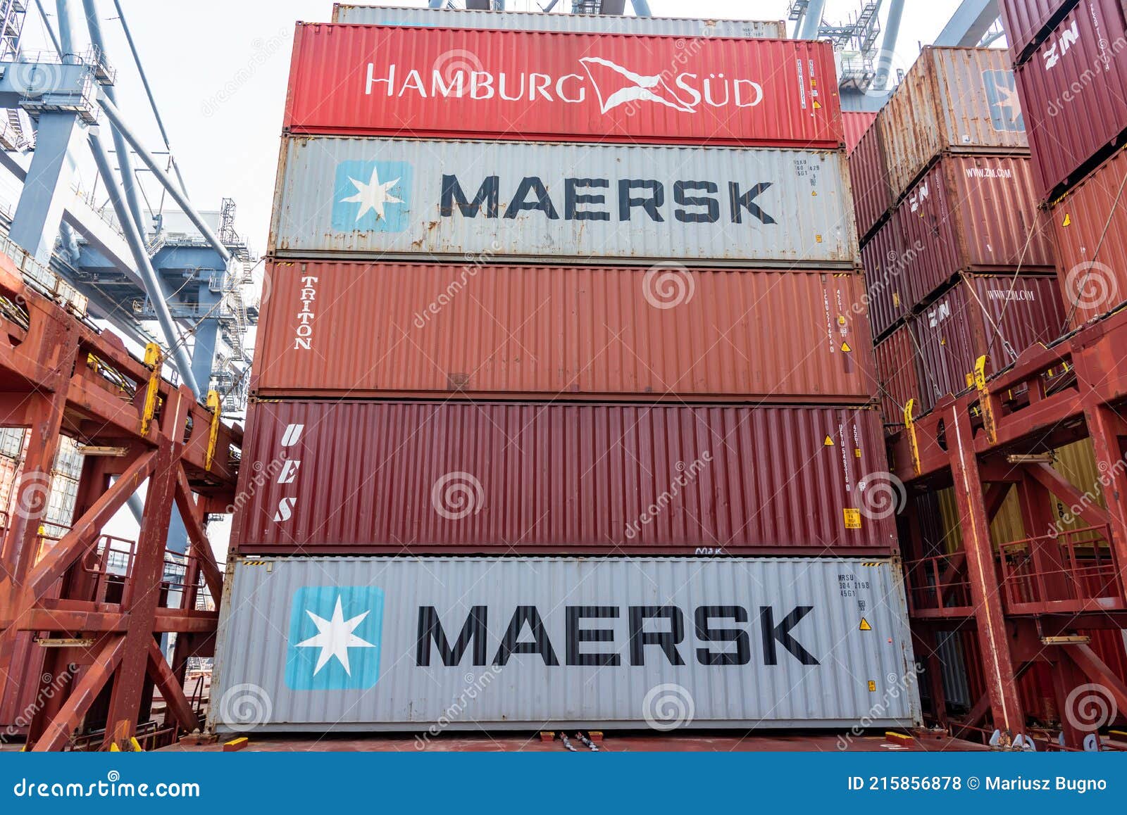 Containers Loaded on Deck of Cargo Ship. Editorial Stock Photo - Image ...