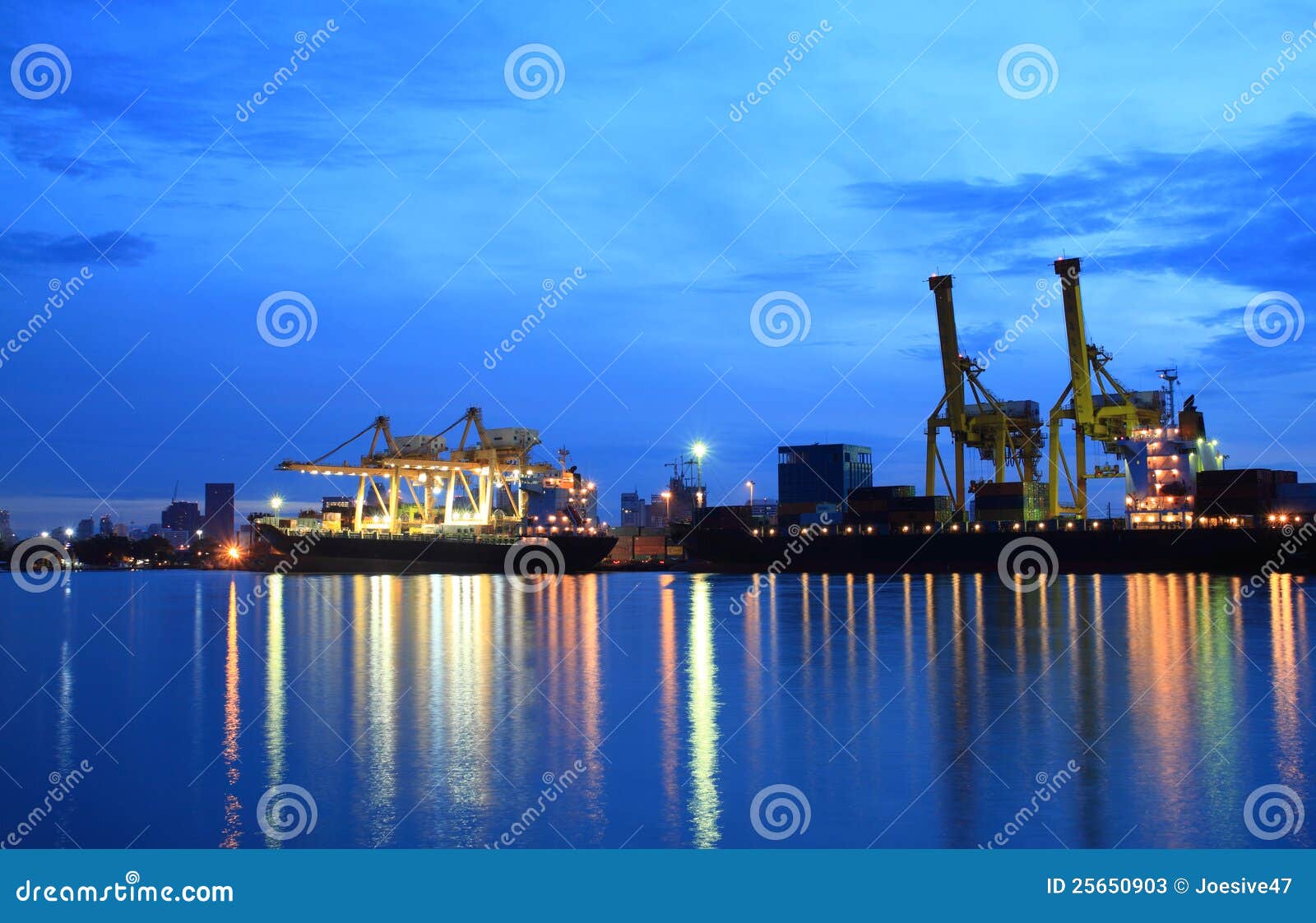 Containers Loading at Sea Trading Port Stock Image - Image of pier ...