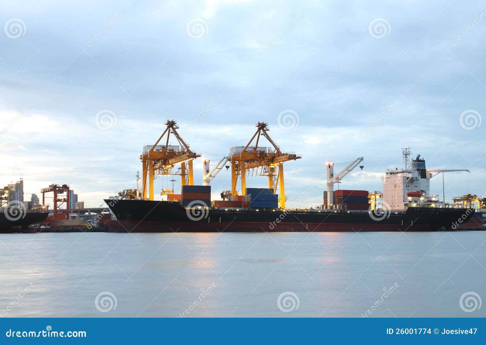 Containers Loading at Sea Trading Port Stock Photo - Image of trade ...