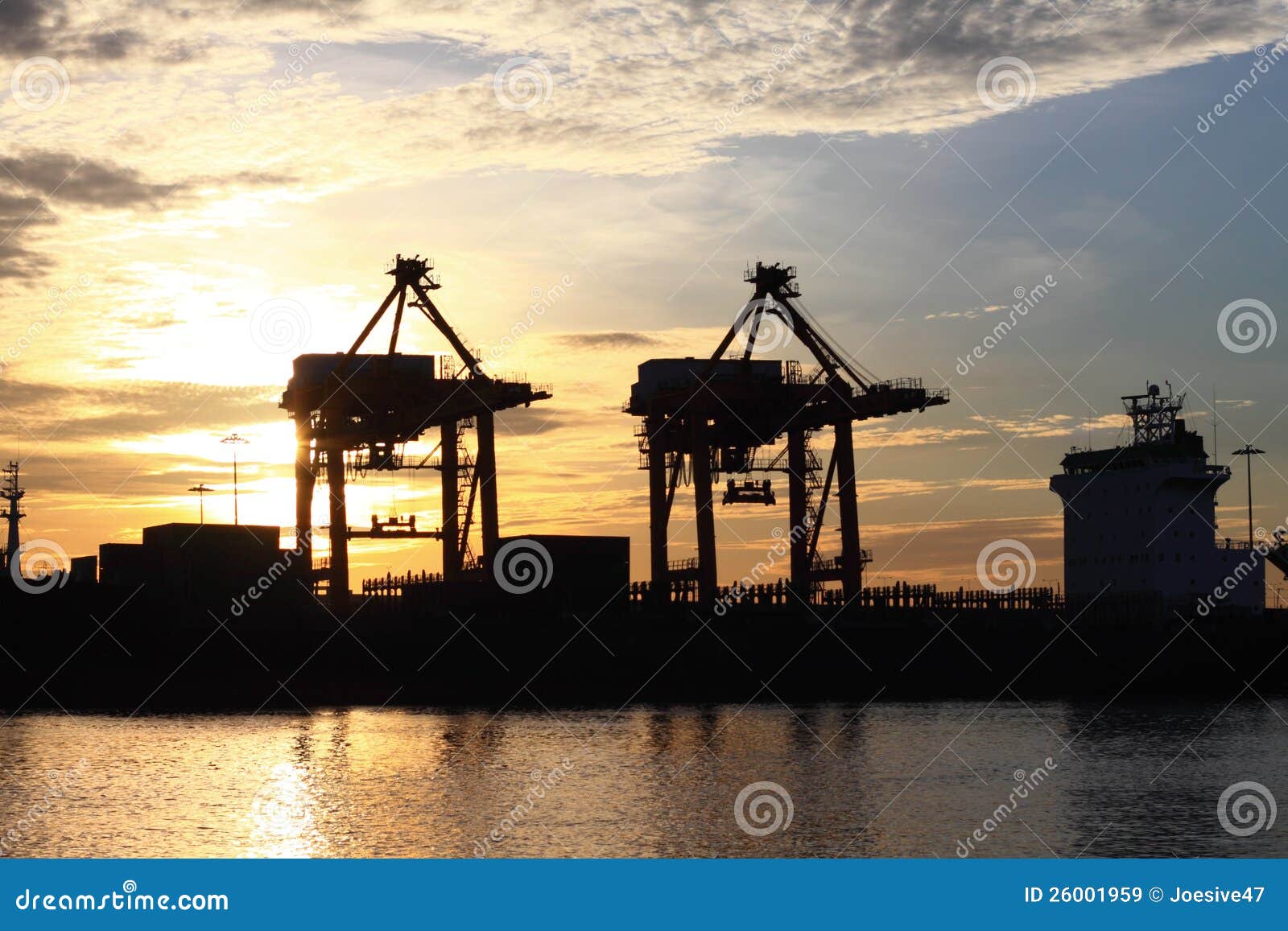 Containers Loading at Sea Trading Port Stock Image - Image of nautical ...