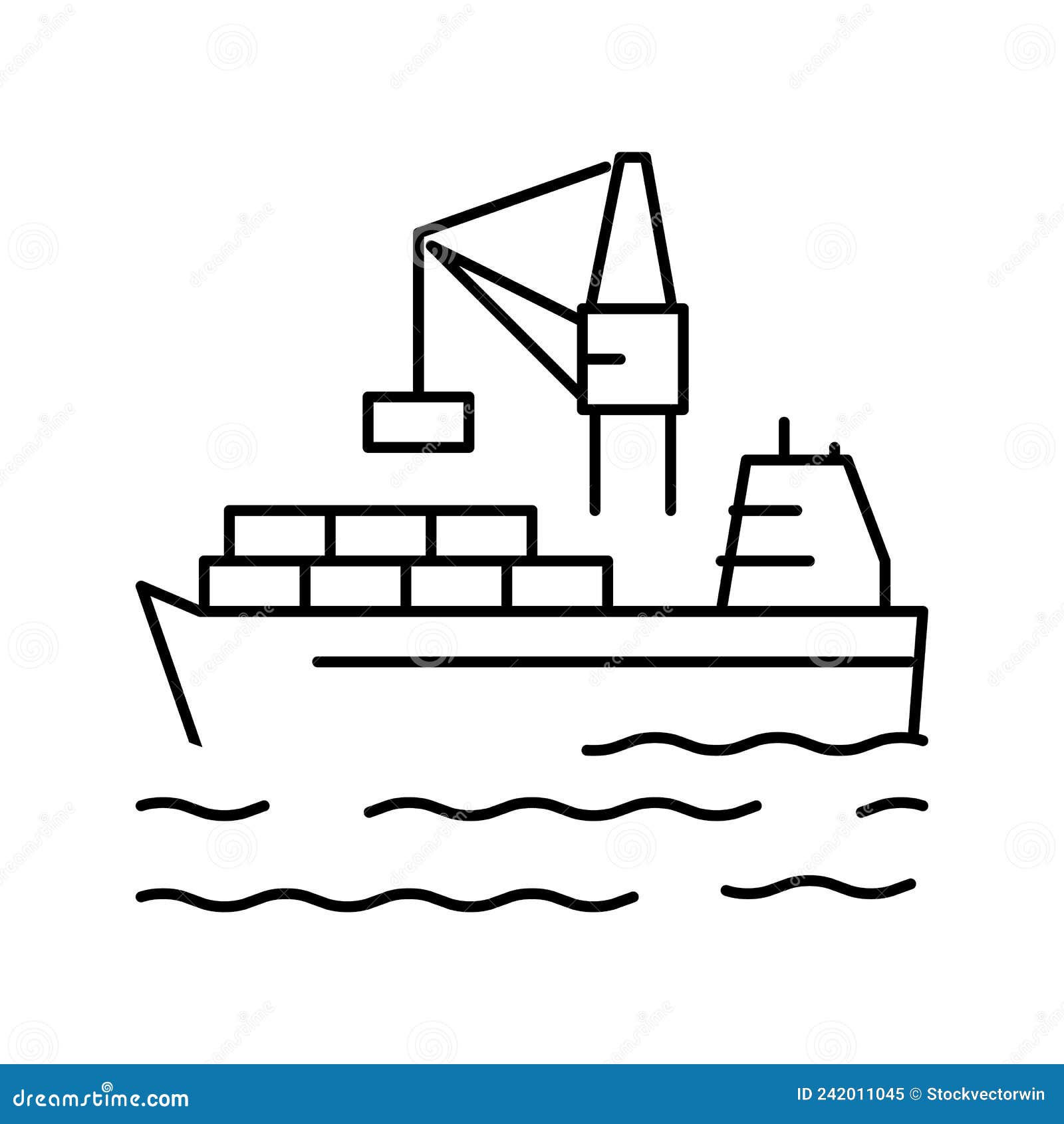 Containers Loading on Ship in Port Line Icon Vector Illustration Stock ...