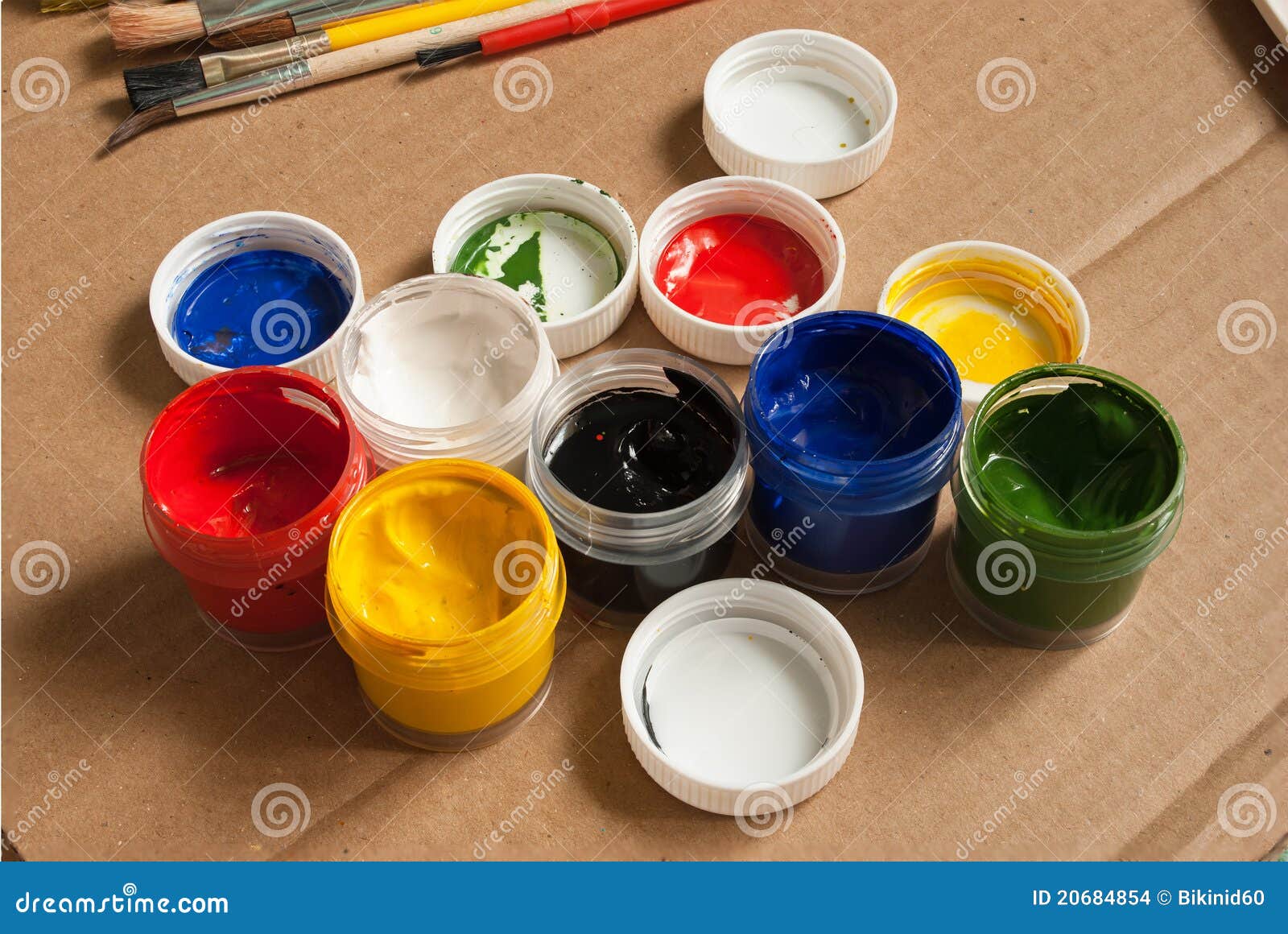 Containers of paint. stock photo. Image of paint, creative - 20684854