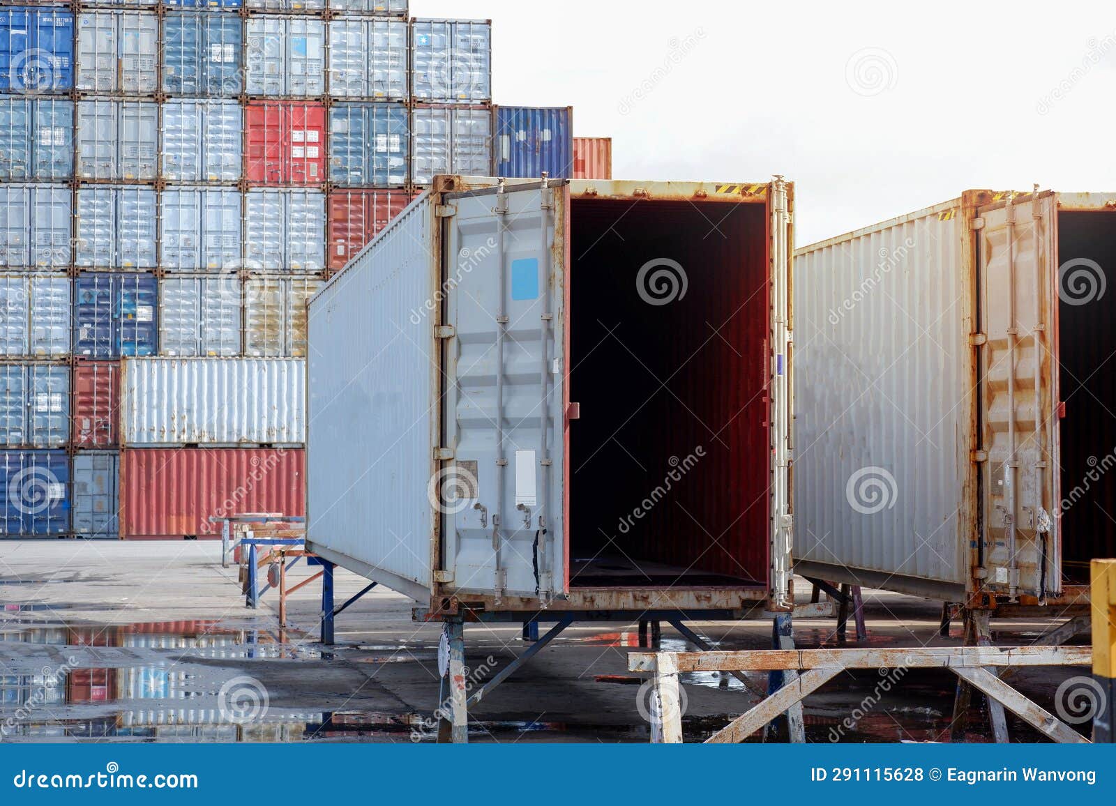 Containers Piled Up at the Port Stock Photo - Image of transportation ...