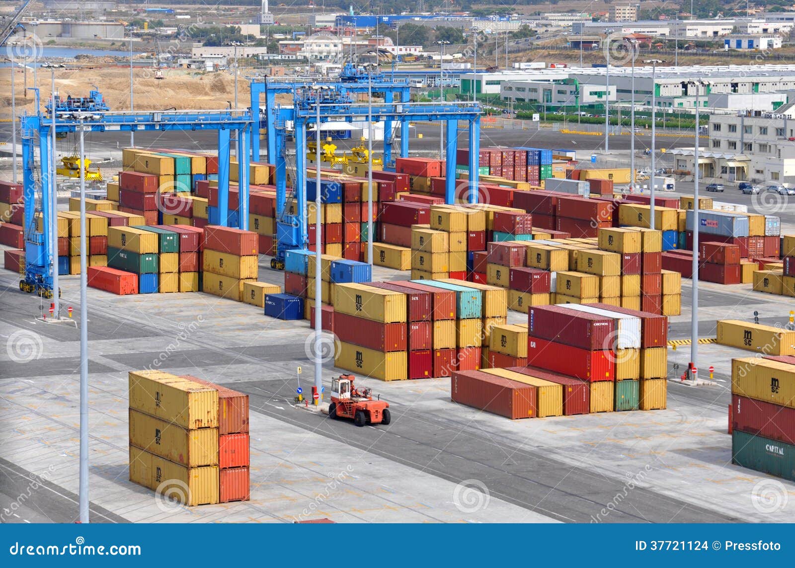 Containers at port editorial stock image. Image of import - 37721124