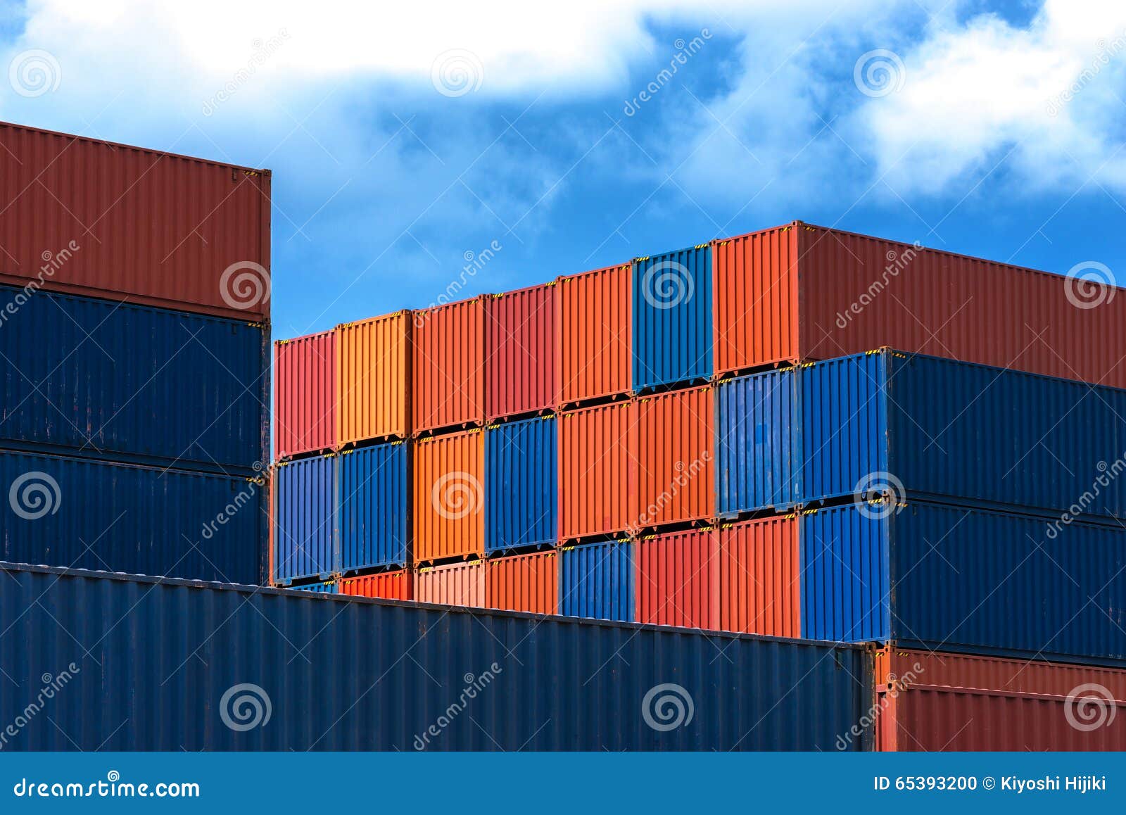 Containers in port stock photo. Image of goods, lifting - 65393200