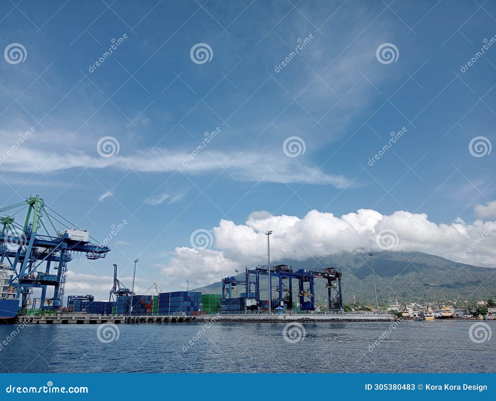 Containers Port of Loading Harbour Views from Sea Stock Image - Image ...