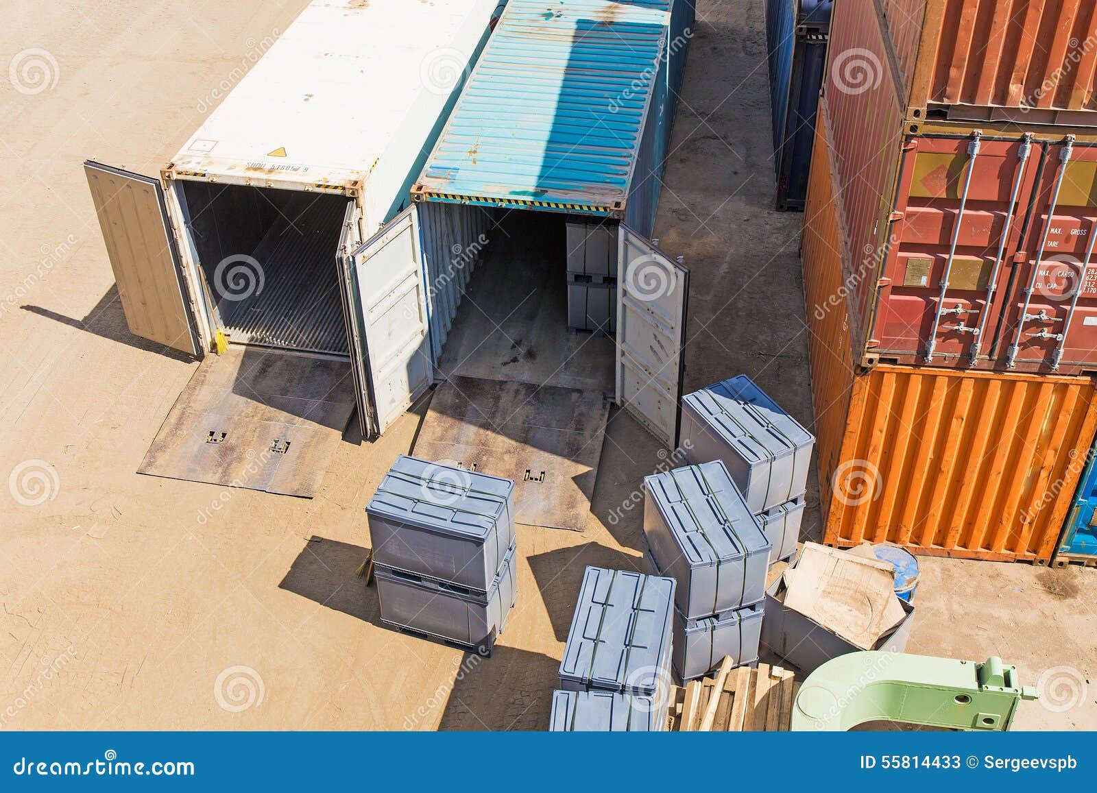 Containers in the port stock image. Image of industrial - 55814433