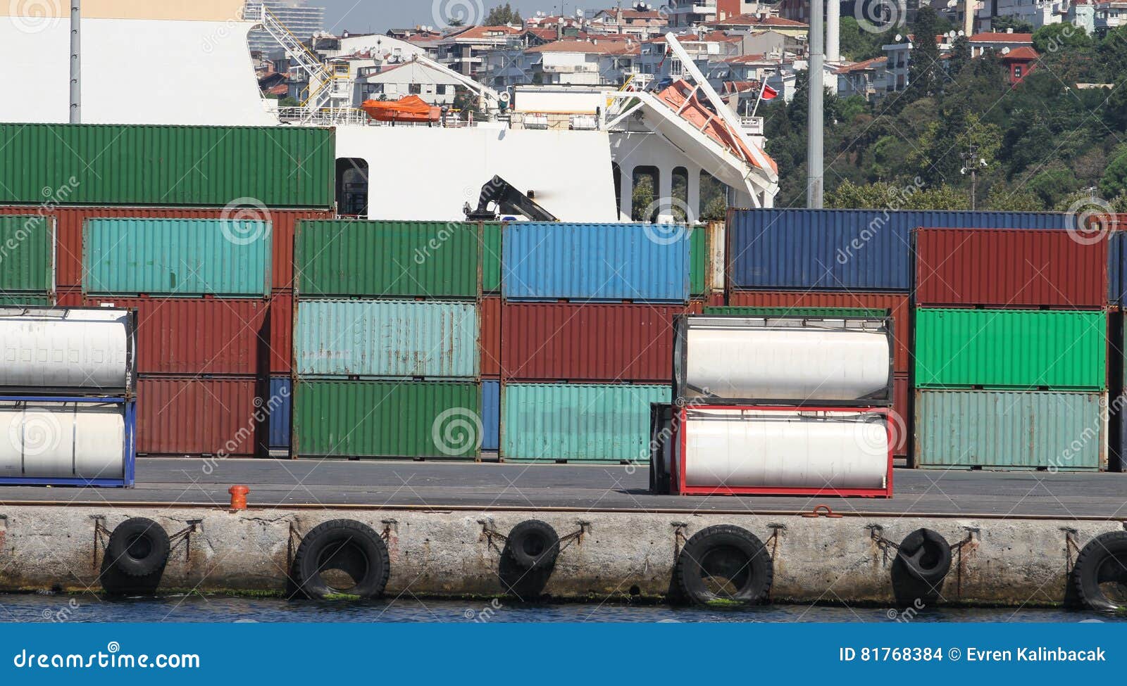 Containers in a port stock photo. Image of loading, dockside - 81768384