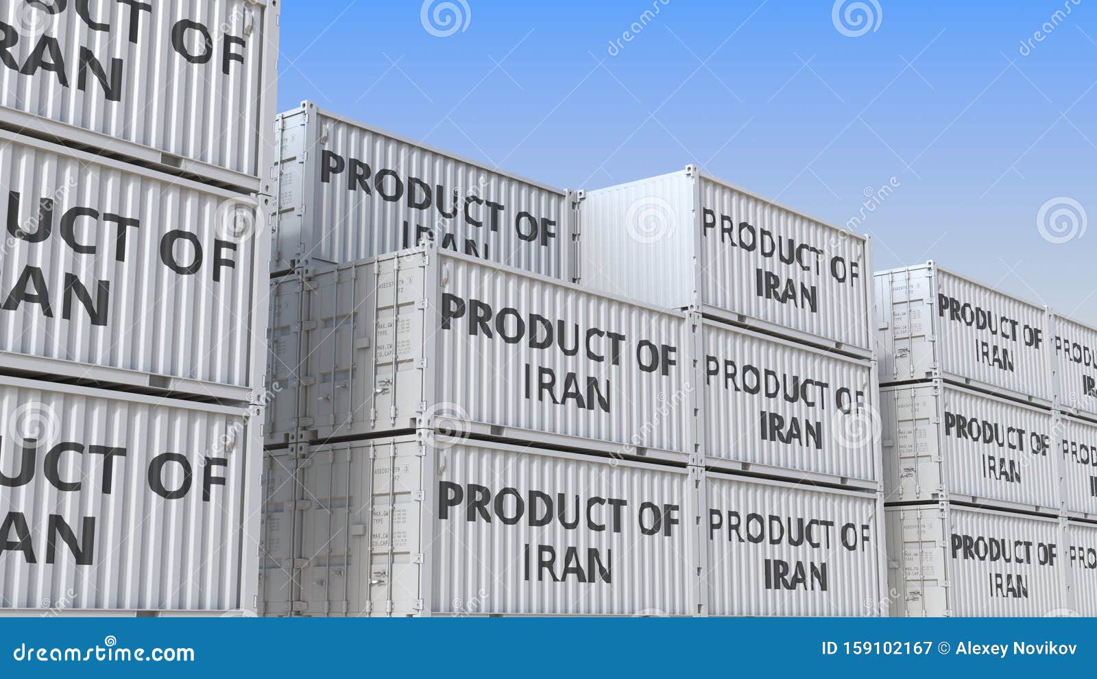 Containers with PRODUCT of IRAN Text. Iranian Import or Export Related ...