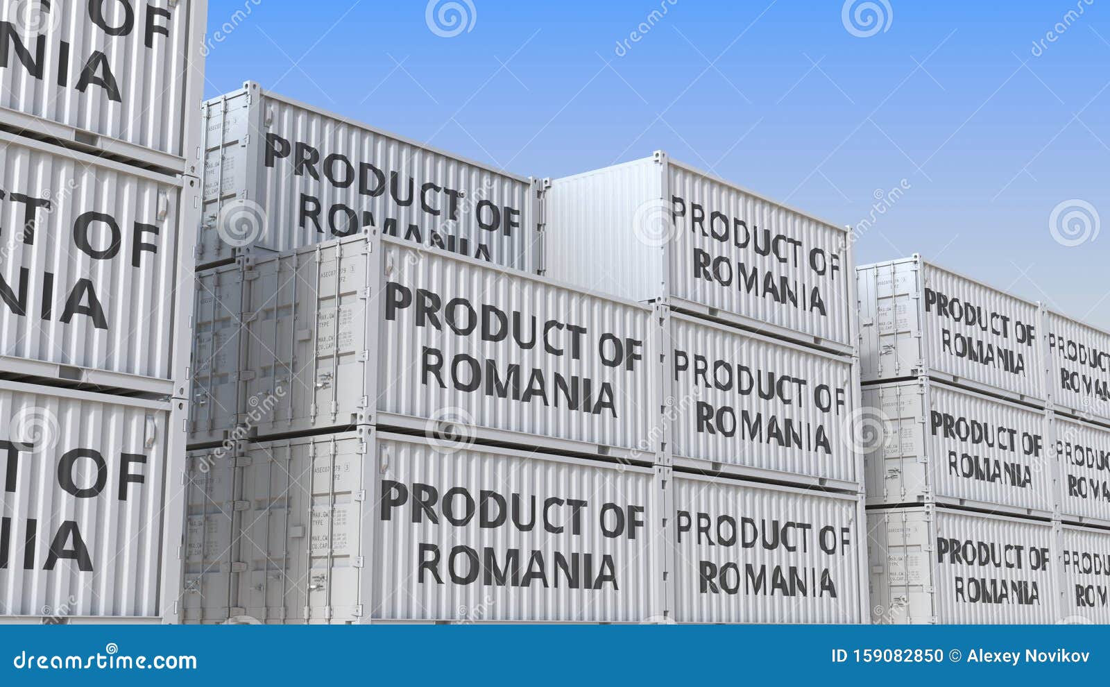 Containers with PRODUCT of ROMANIA Text in a Container Terminal ...