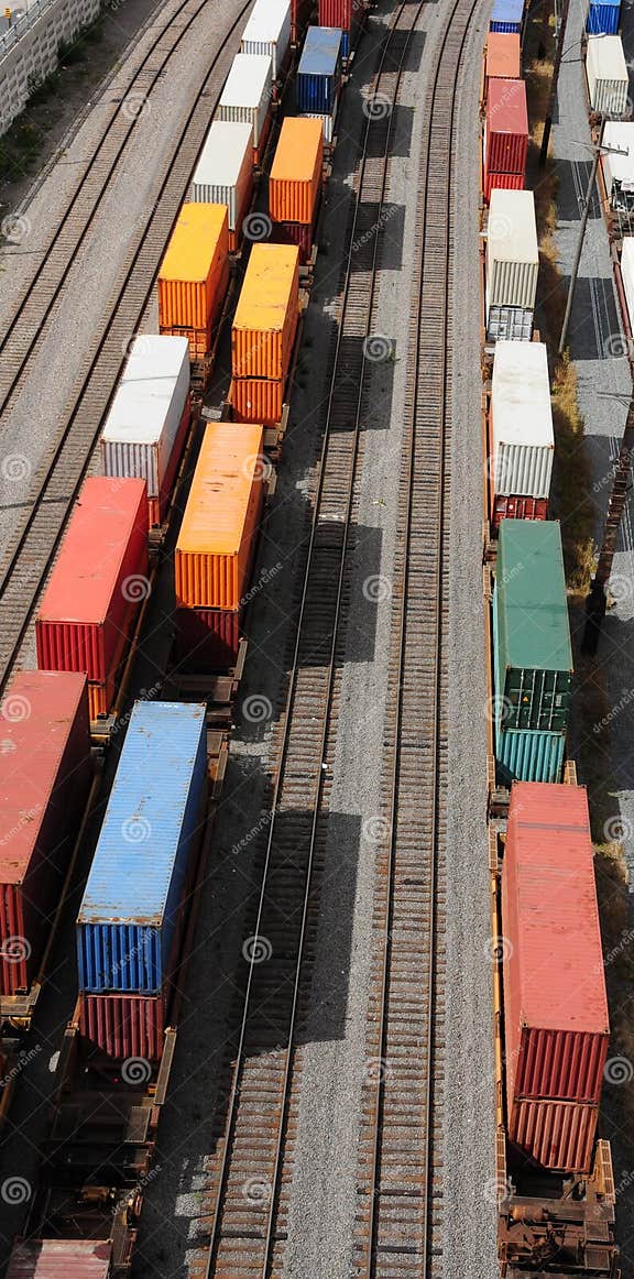Containers on rails stock image. Image of containers, international ...