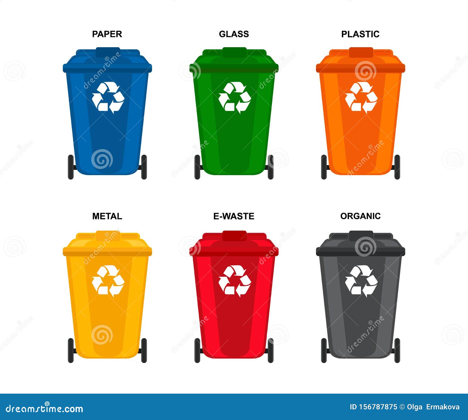 Containers for Recycling Waste. Vector Illustration Isolated on White ...
