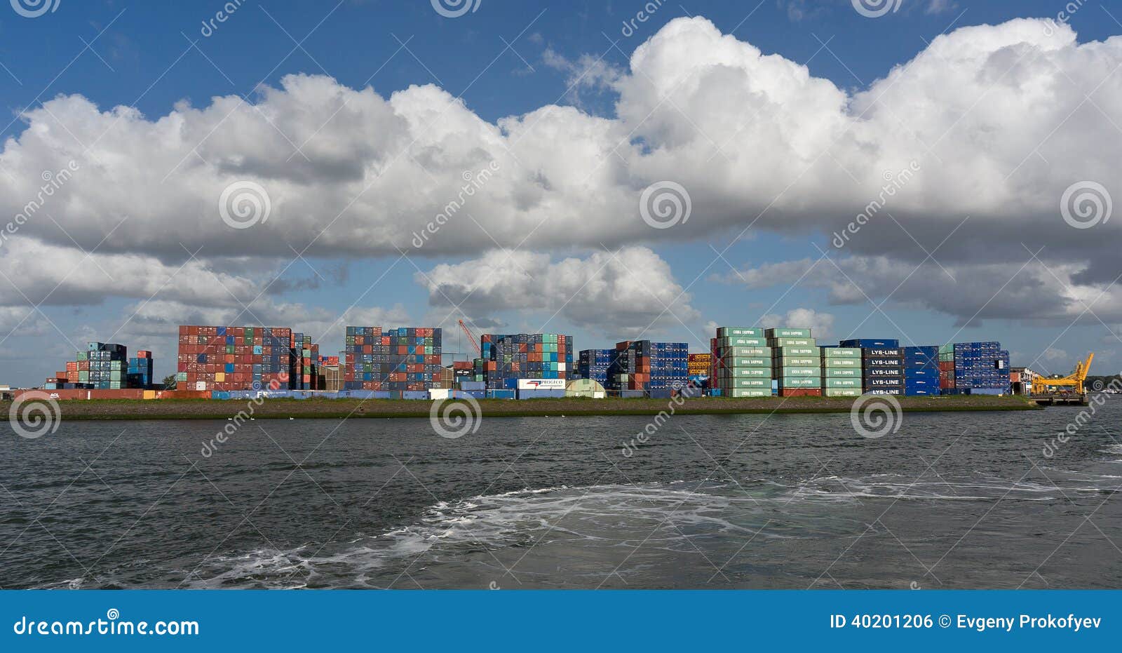 Containers in Rotterdam Port Editorial Photo - Image of clouds, crane ...