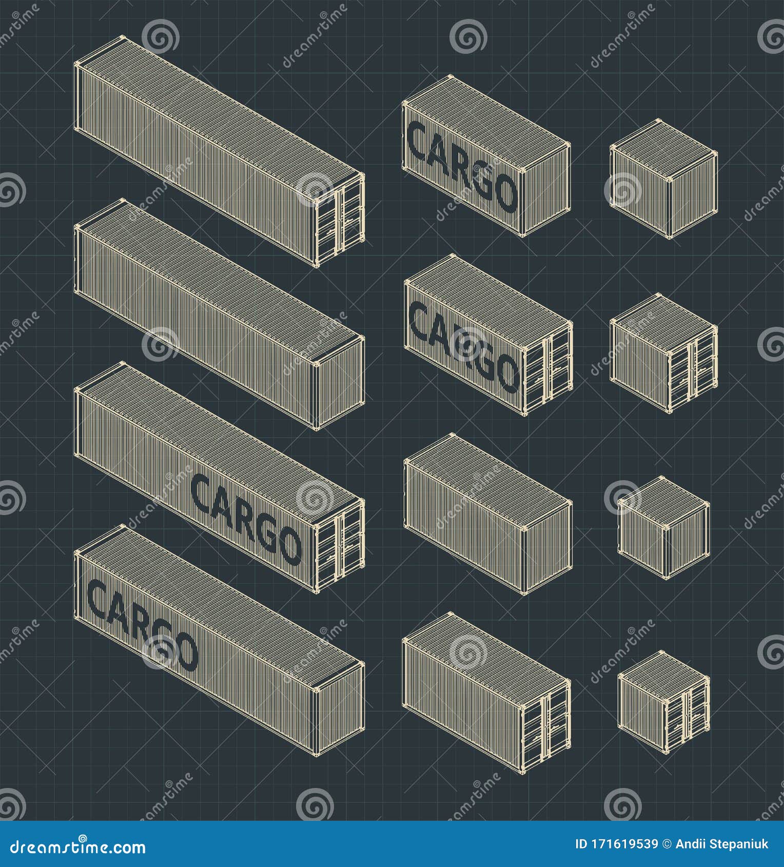 Metal Containers for Transportation Set Stock Vector - Illustration of ...