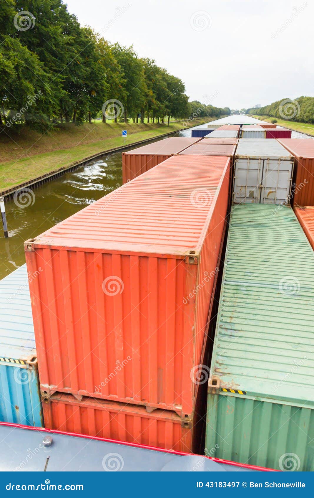 Containers on Ship in River Stock Image - Image of goods, economy: 43183497